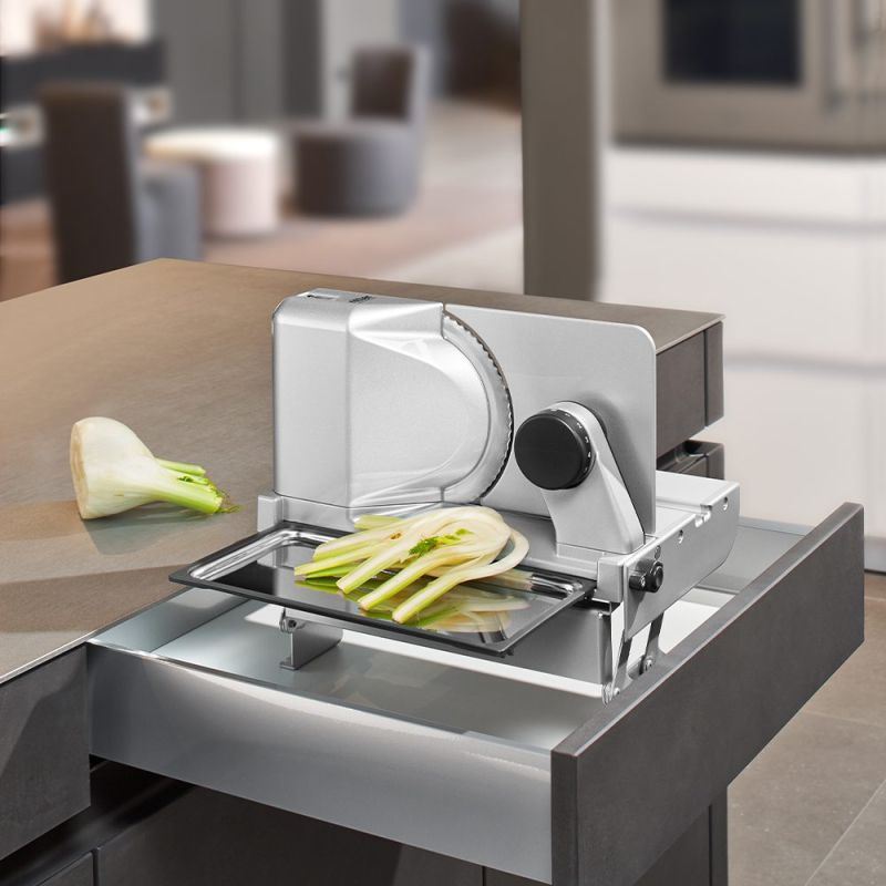 Built-in food slicer - space-saving food slicer mounted in the drawer