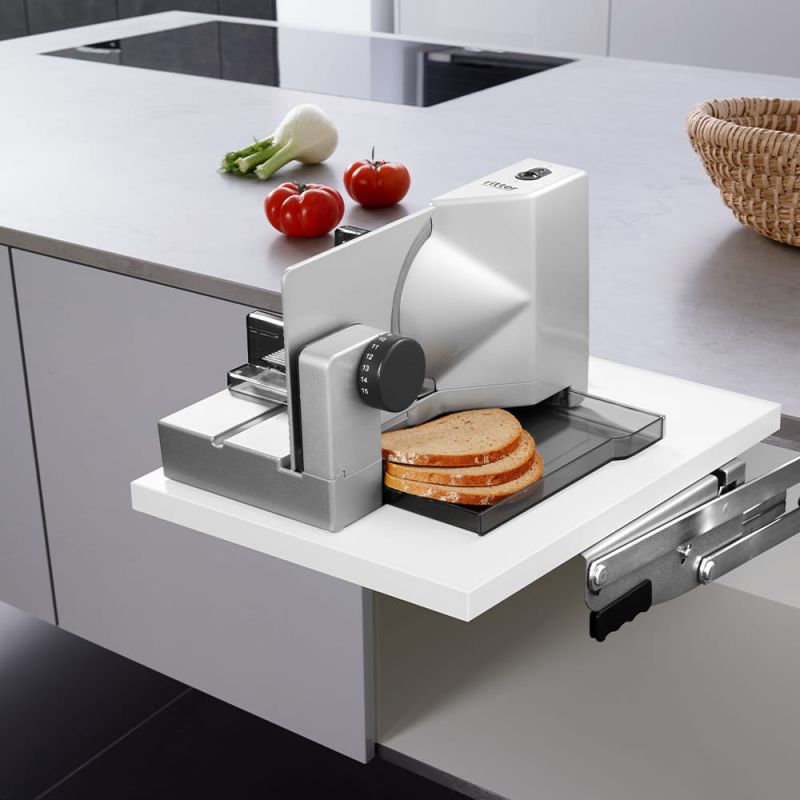 Built-in food slicer - space-saving food slicer mounted in the drawer